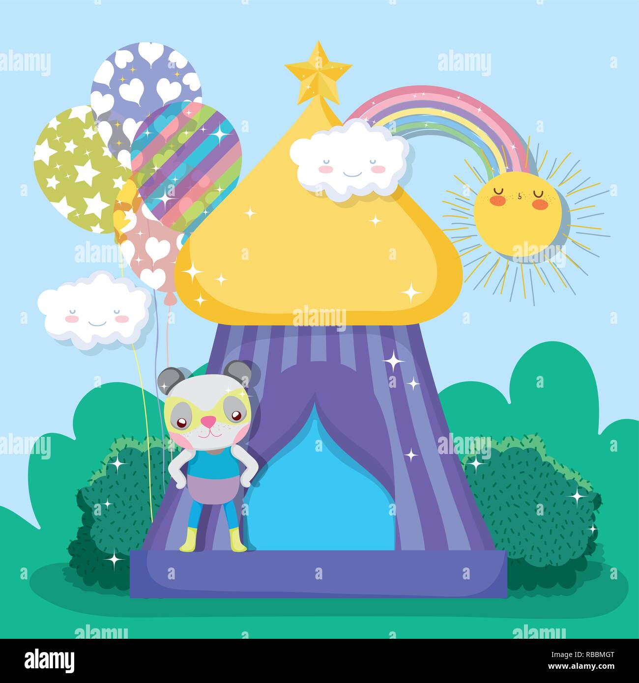 panda hero costume and circus big top Stock Vector Image & Art - Alamy