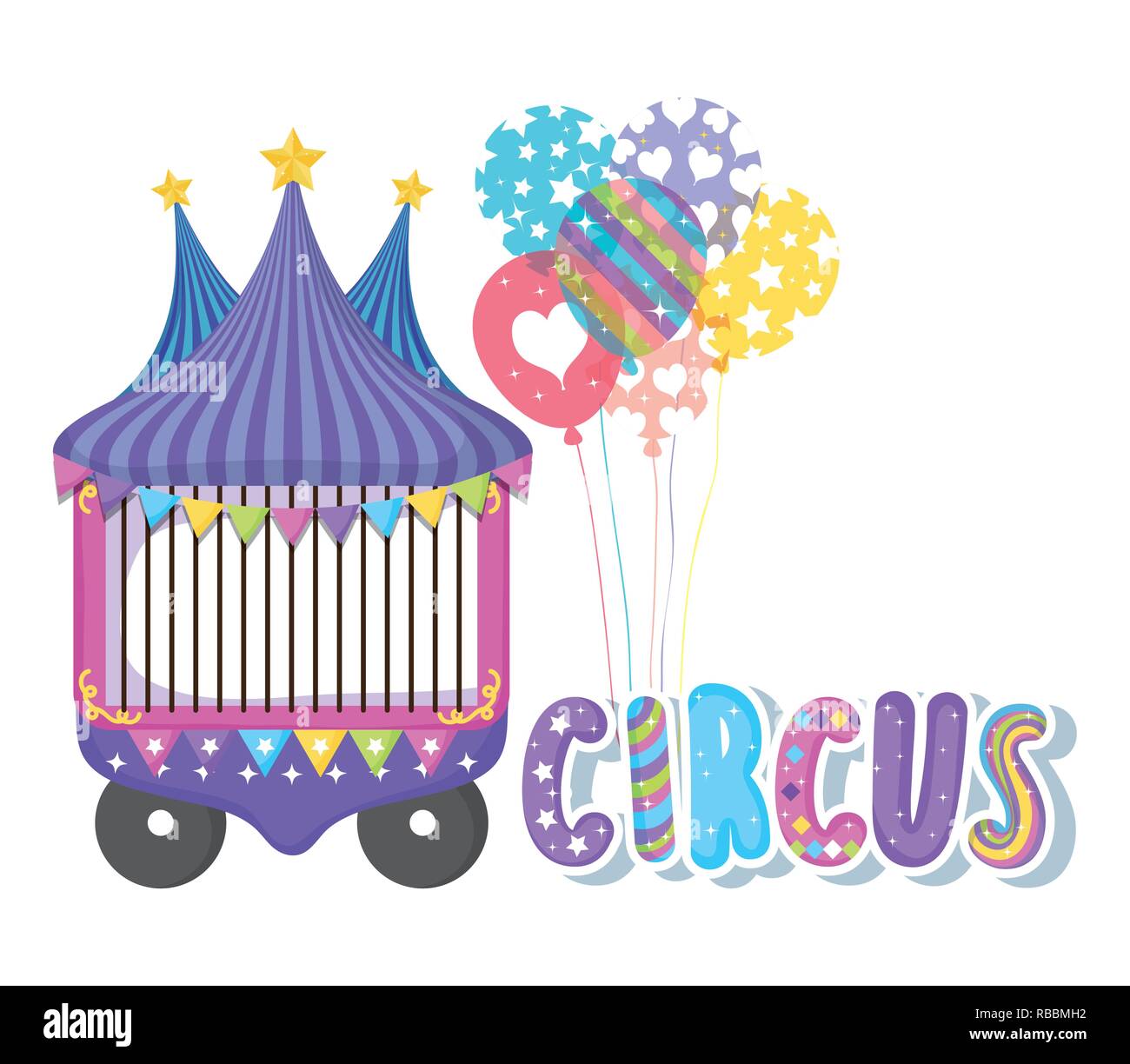 circus car with balloons entertainment event Stock Vector Image & Art ...