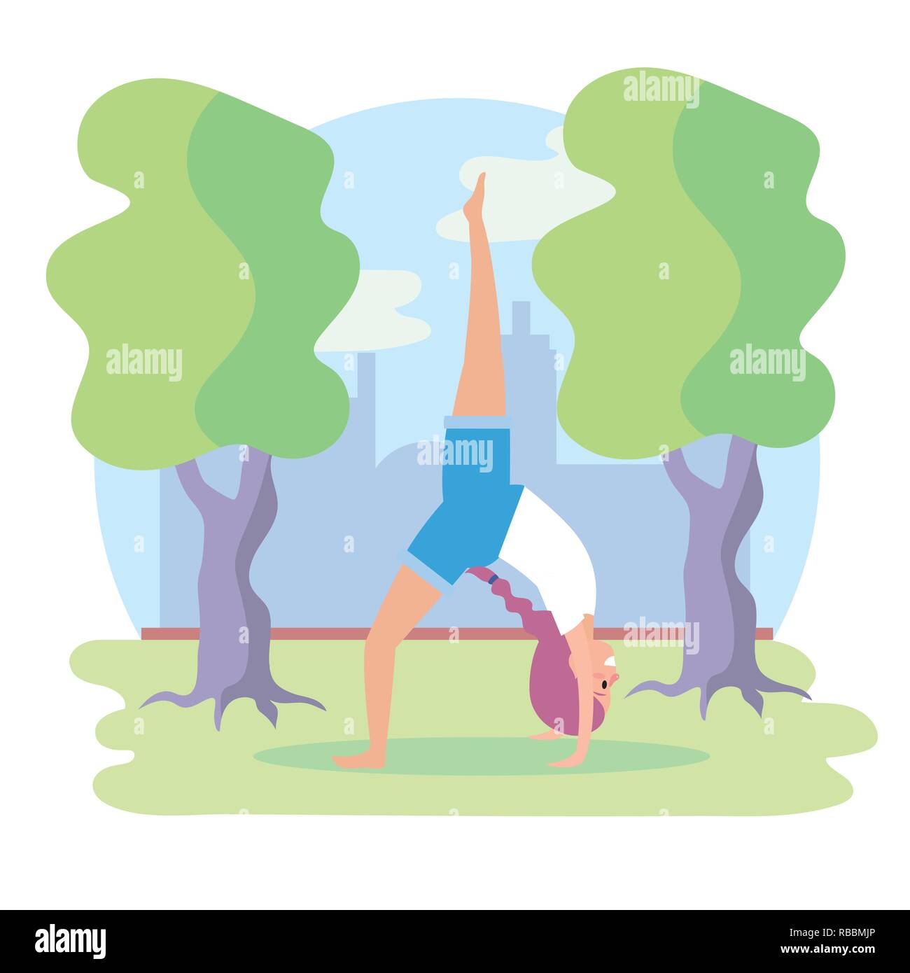 woman practice yoga balance exercise Stock Vector Image & Art - Alamy