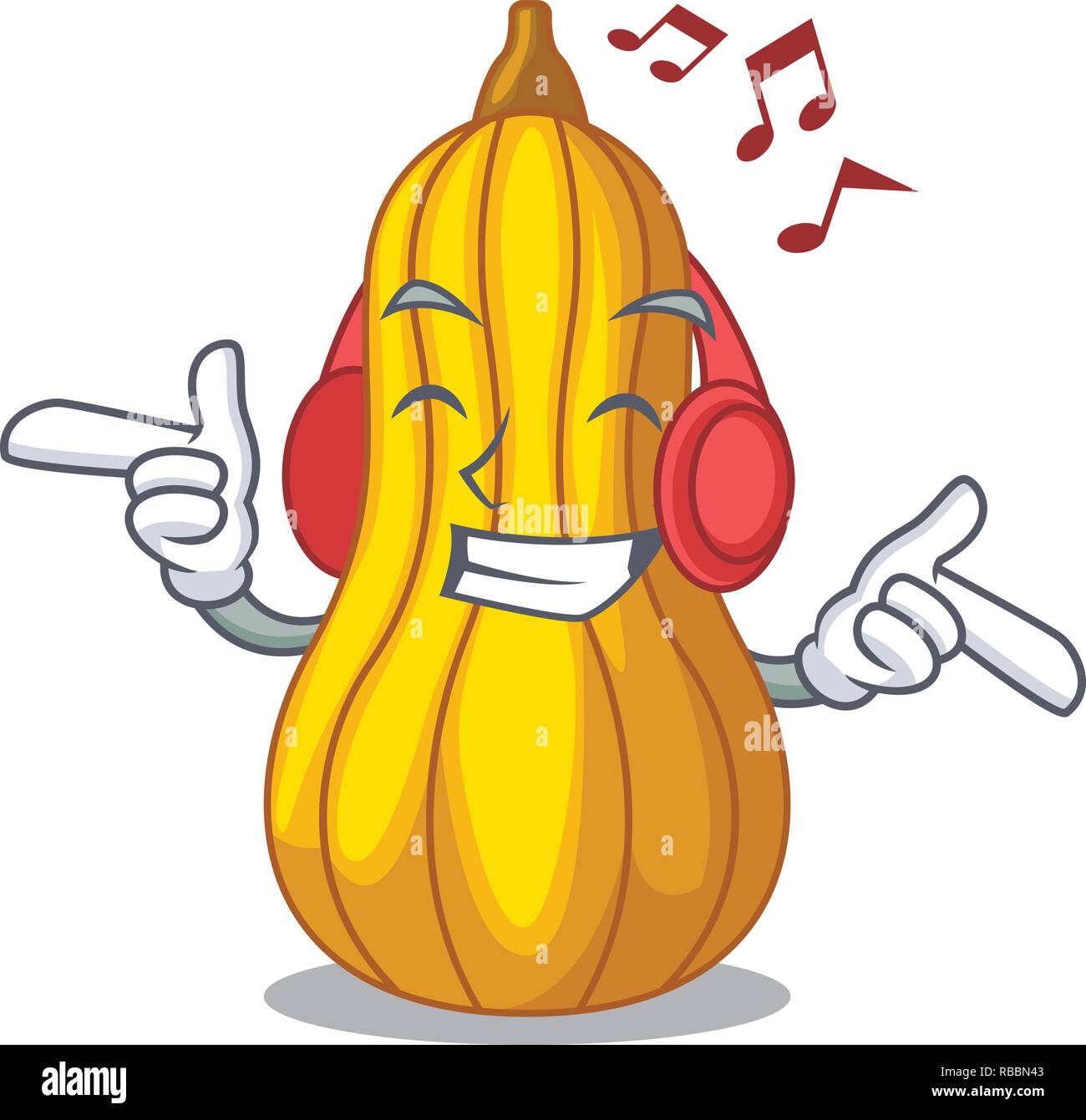Listening music squash fruit in cartoon wooden box Stock Vector Image ...