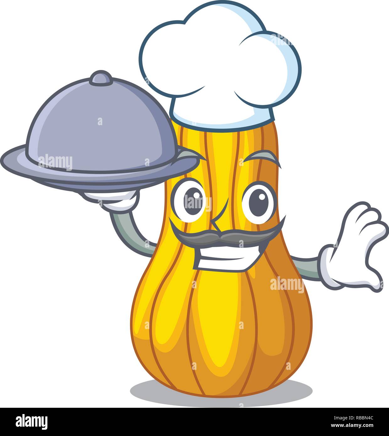 Chef with food squash fruit in cartoon wooden box Stock Vector Image ...