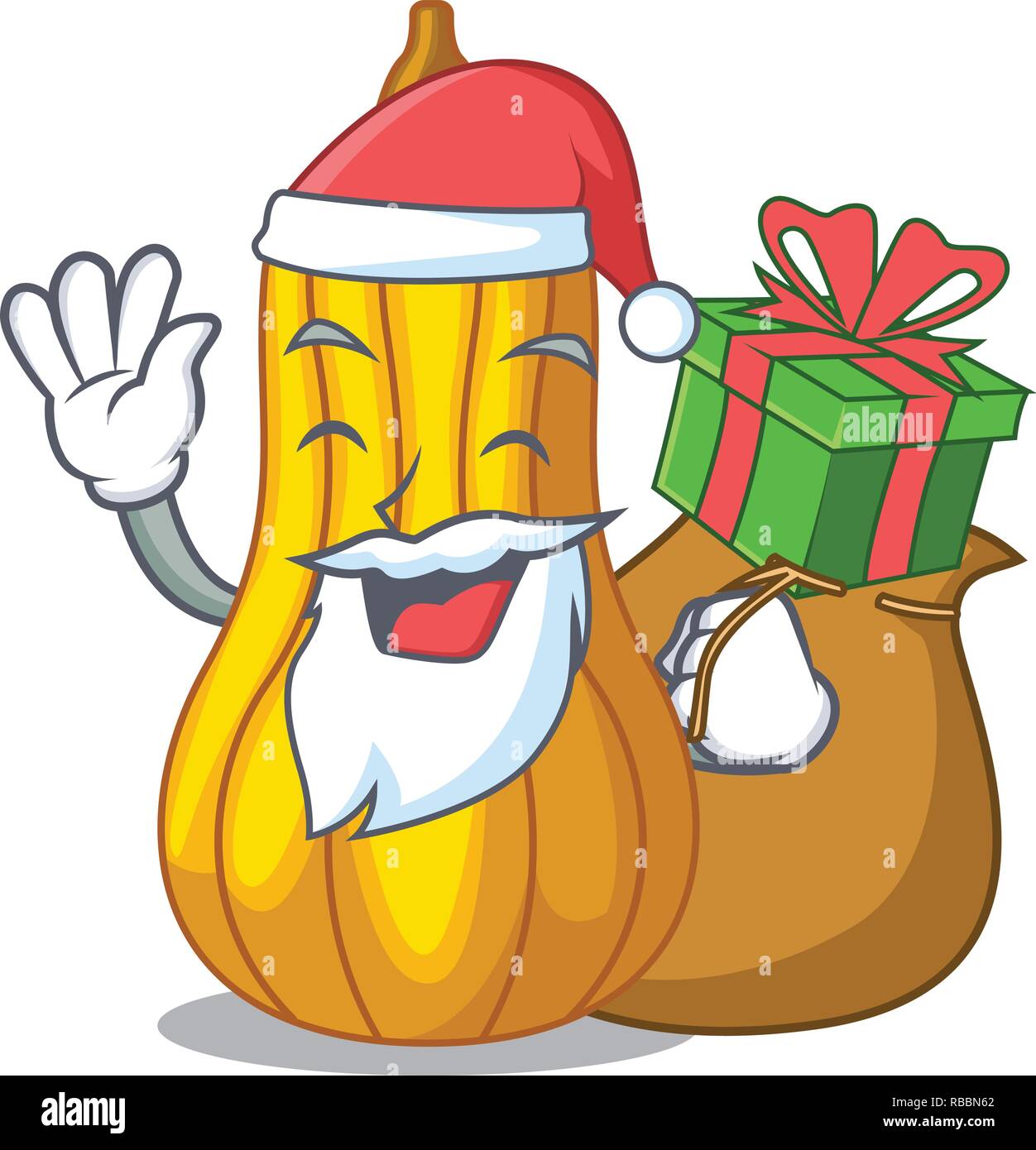 Santa with gift squash in a mascot fruit basket Stock Vector Image ...