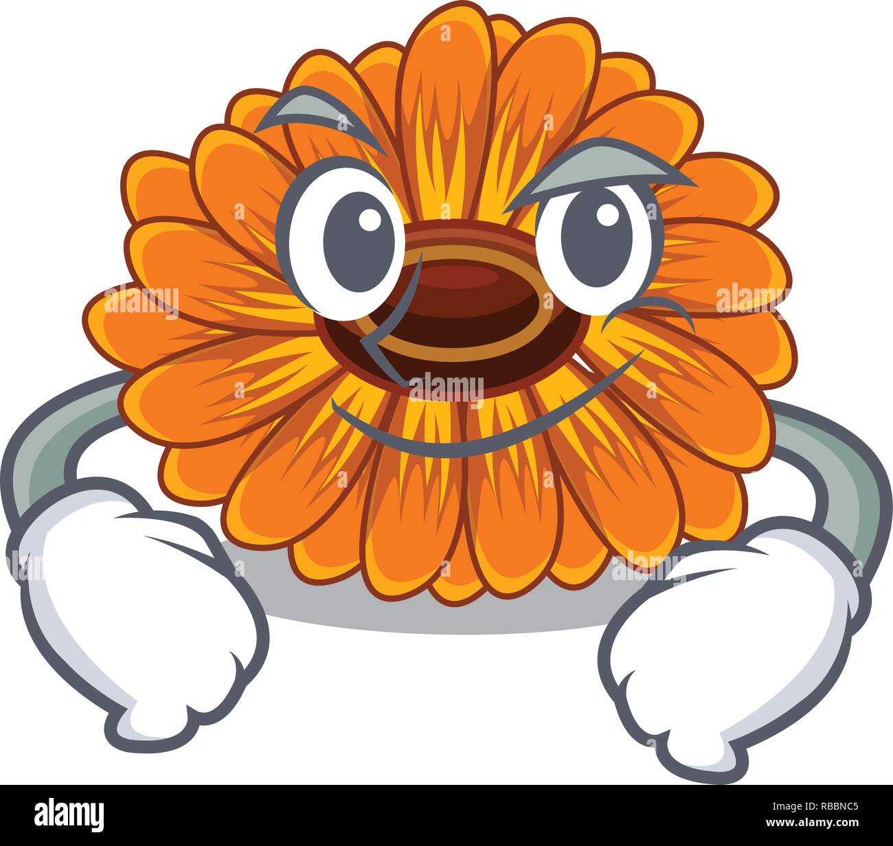 Smirking calendula flowers in a cartoon basket Stock Vector Image & Art ...