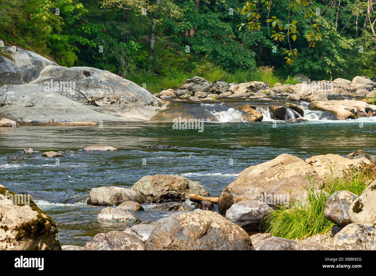 green river gorge in washington state with boulders and shallow pools ...