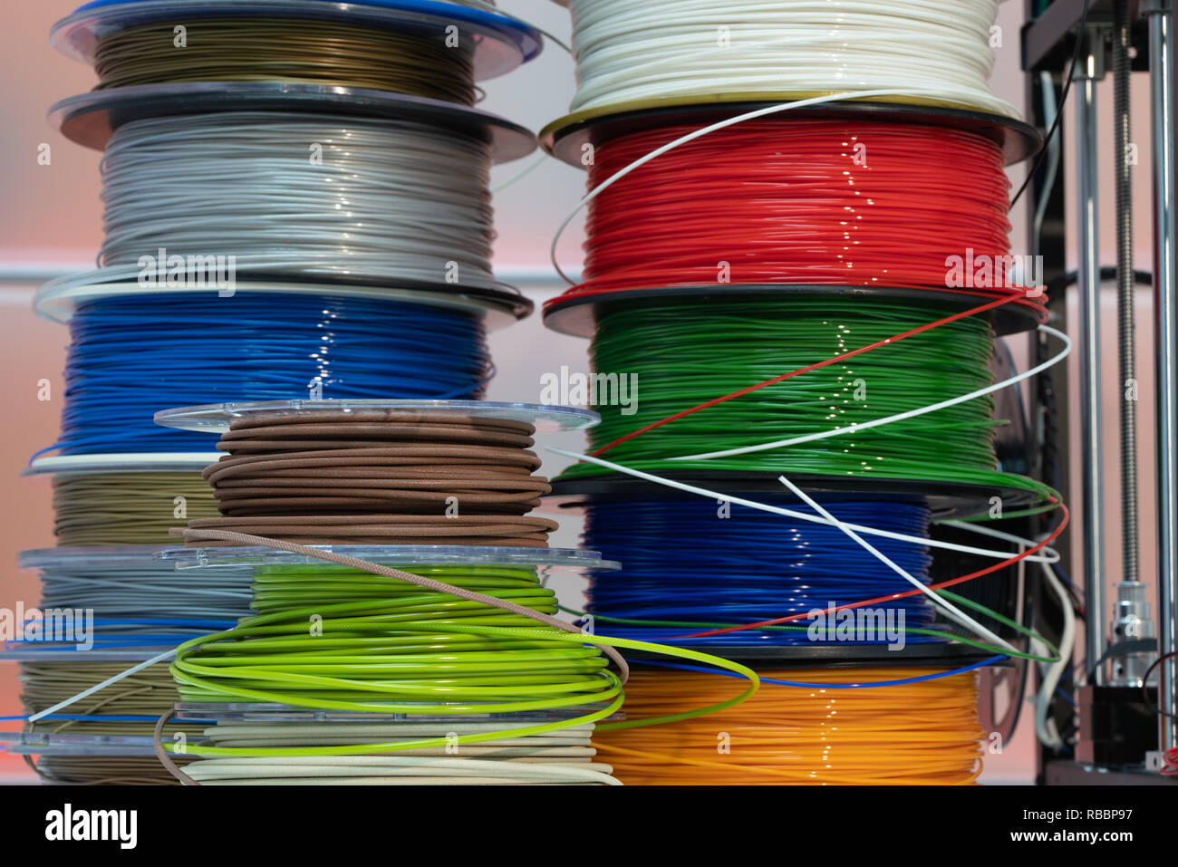Spools of plastic filaments for 3D Printer Stock Photo - Alamy