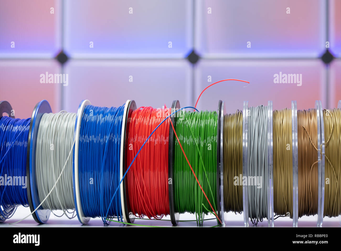 Spools of plastic filaments for 3D Printer Stock Photo - Alamy