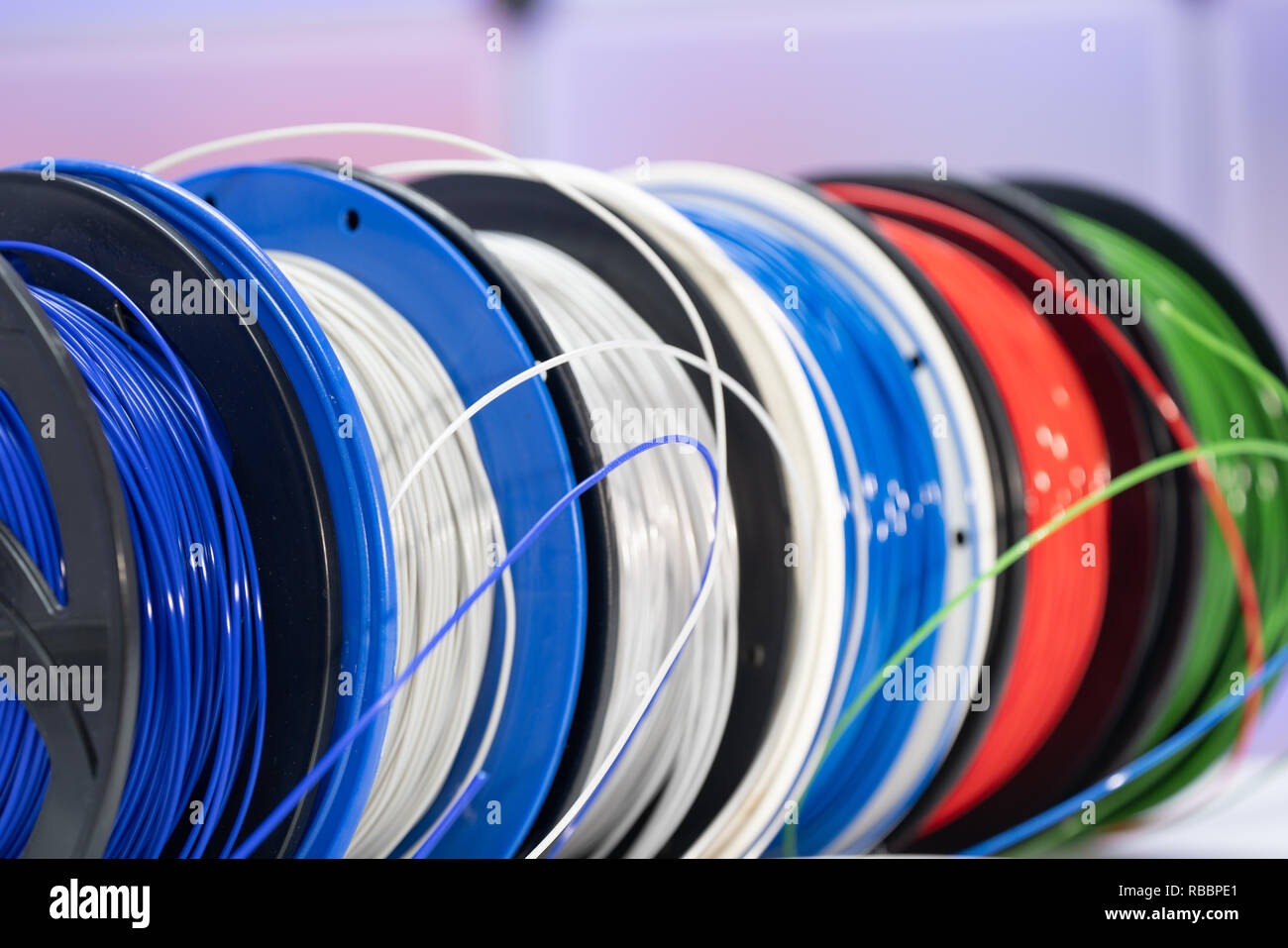 Spools of plastic filaments for 3D Printer Stock Photo - Alamy