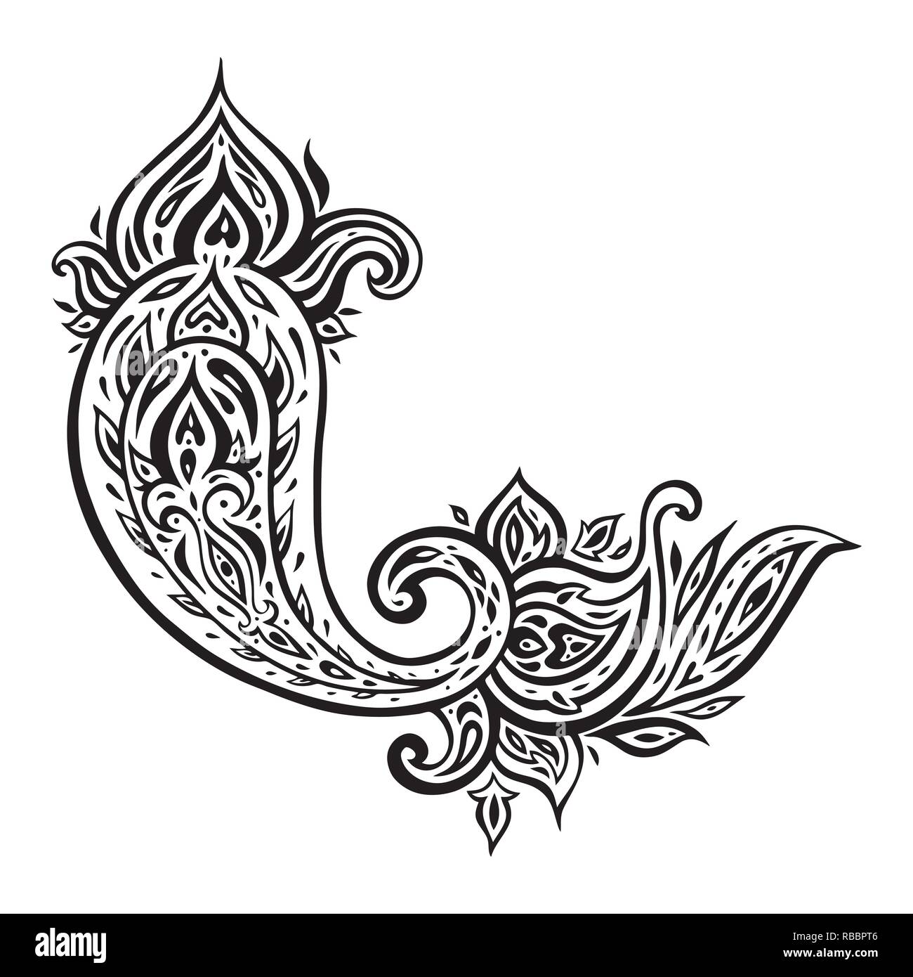 Paisley. Ethnic ornament. Vector illustration isolated. Hand Drawn old ...