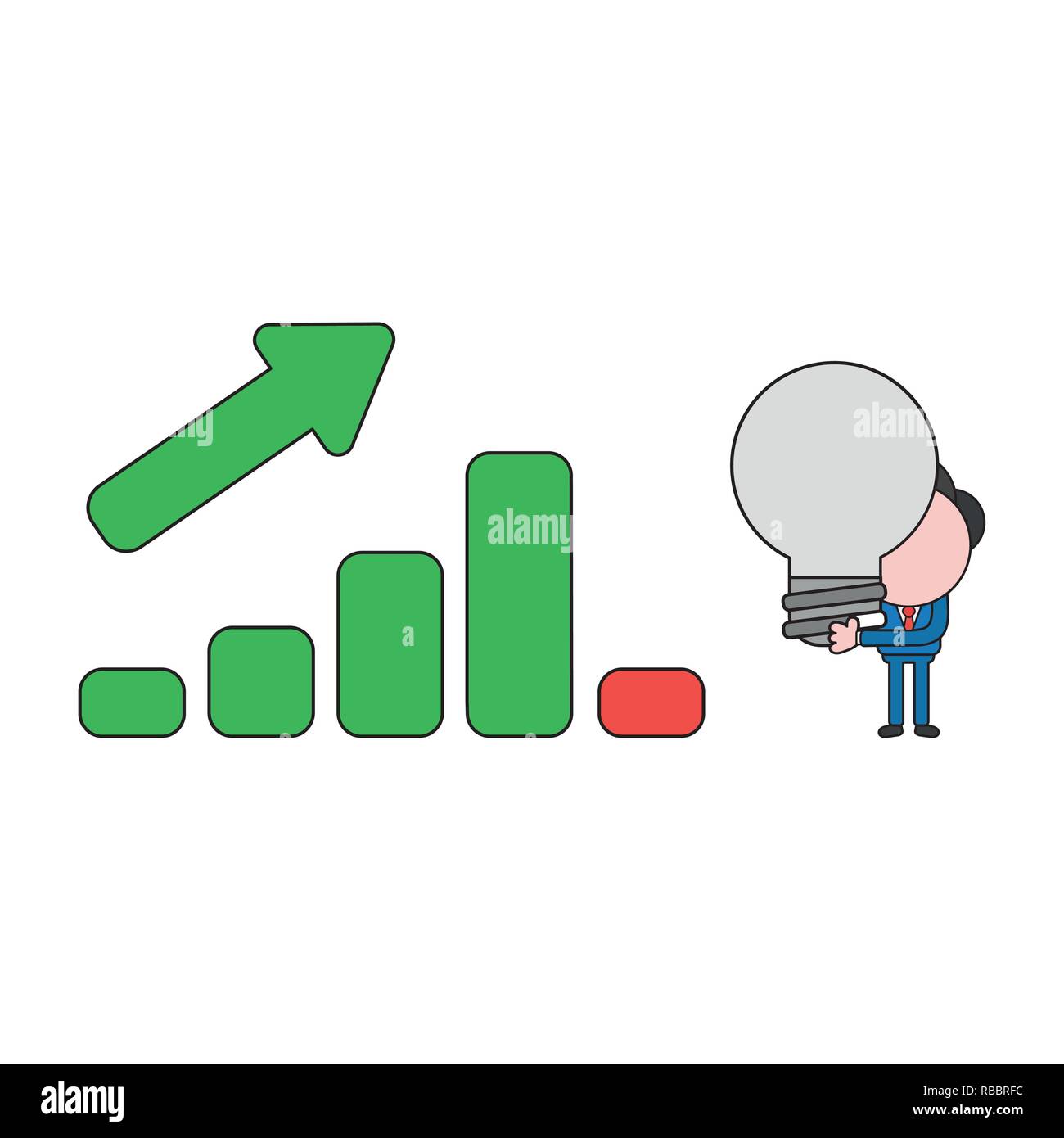 Vector illustration concept of businessman character with sales bar ...