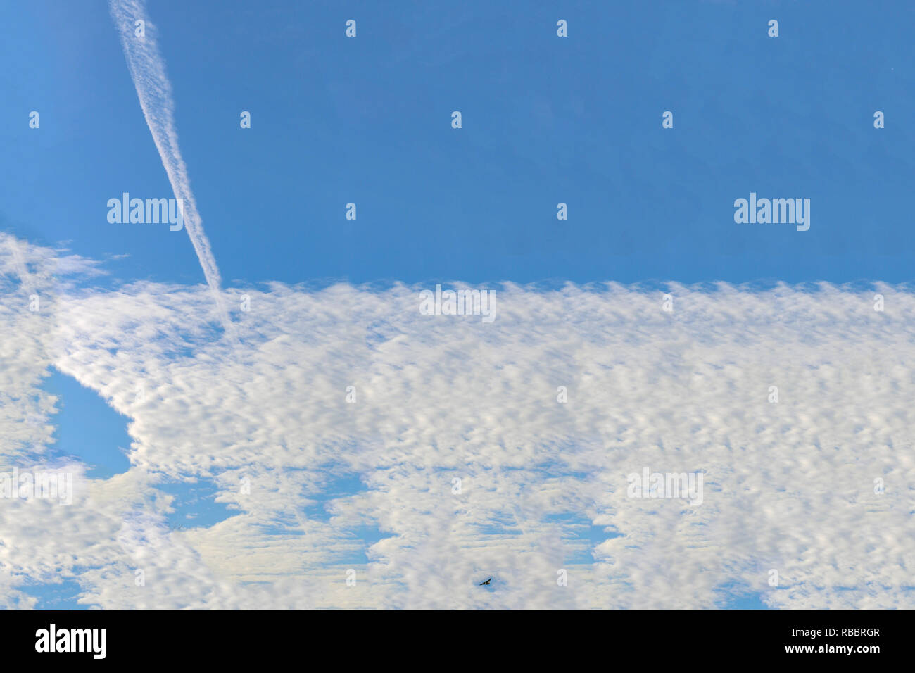 The vast blue sky and clouds lies above surface Earth atmosphere Stock ...