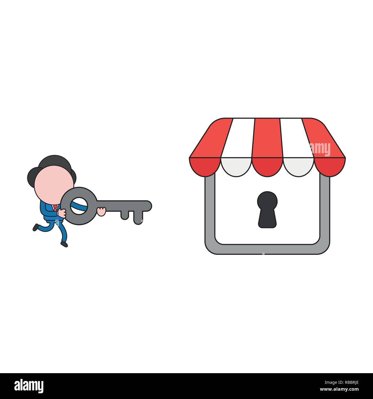 Vector illustration concept of businessman character carrying key to ...