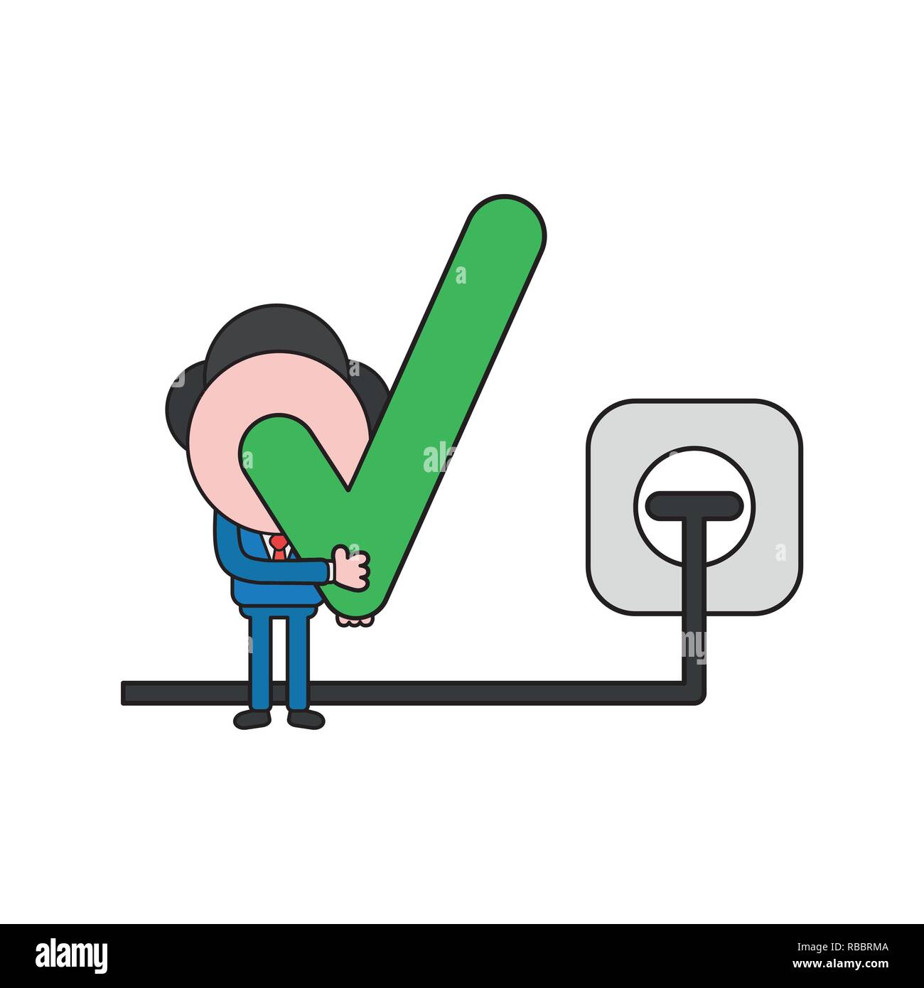 Vector illustration concept of businessman character holding check mark ...