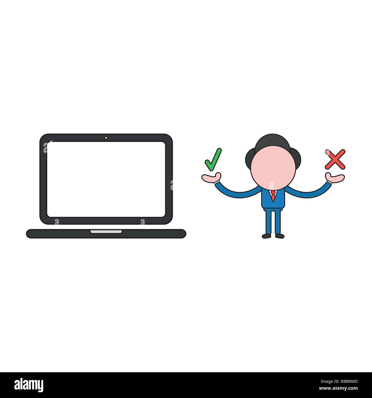 Vector illustration concept of businessman character with laptop ...