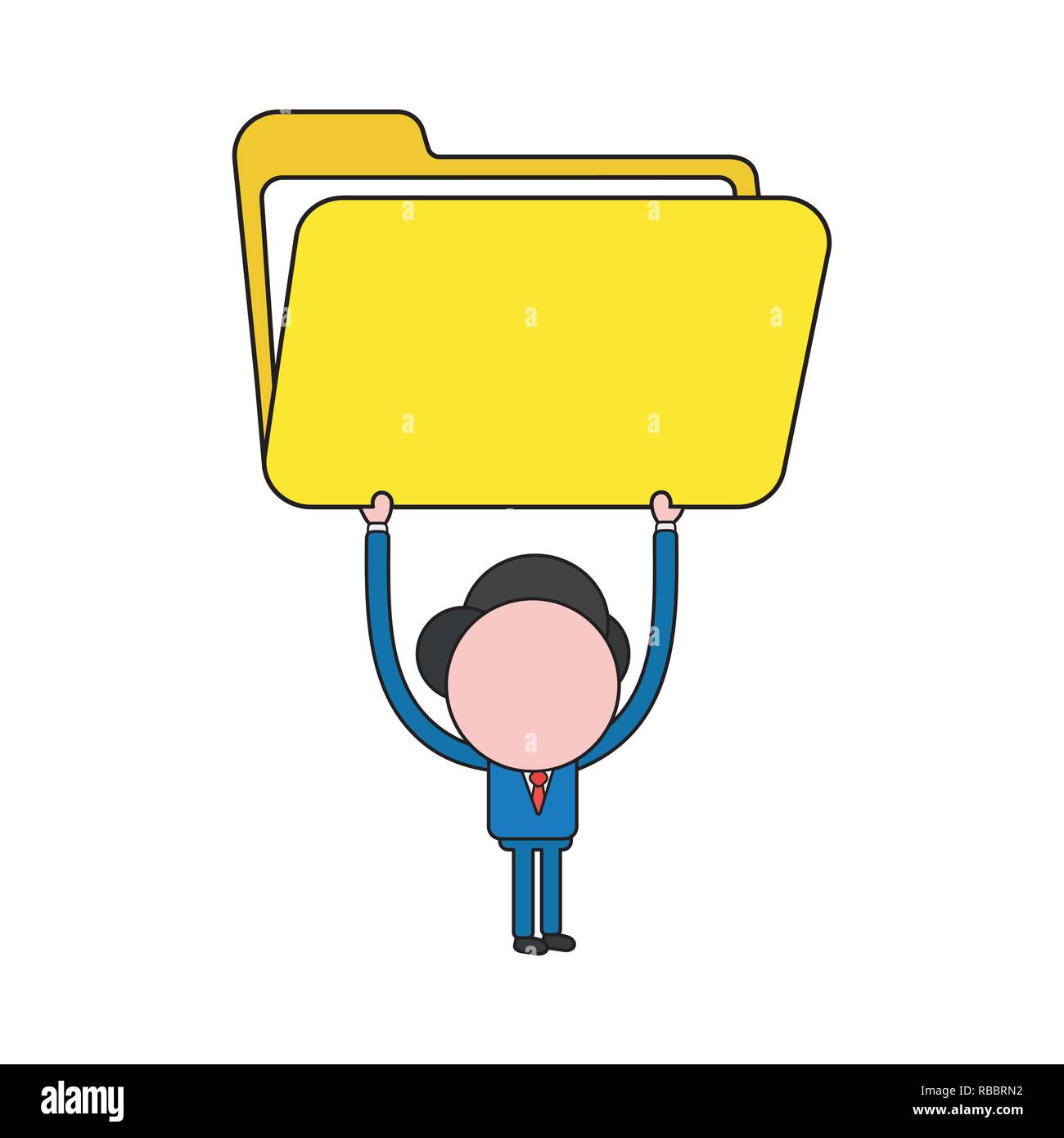 Vector illustration concept of businessman character holding up opened ...