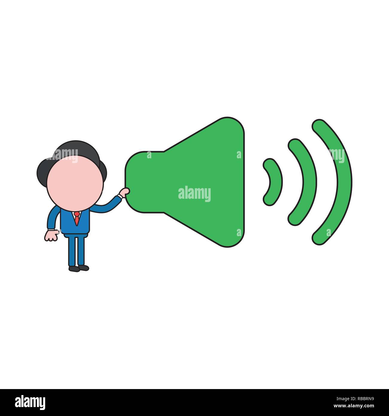 Vector illustration concept of businessman character holding sound on ...