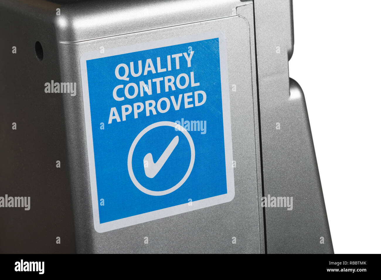 A Quality Control Approved sticker attached to the side of a silver ...