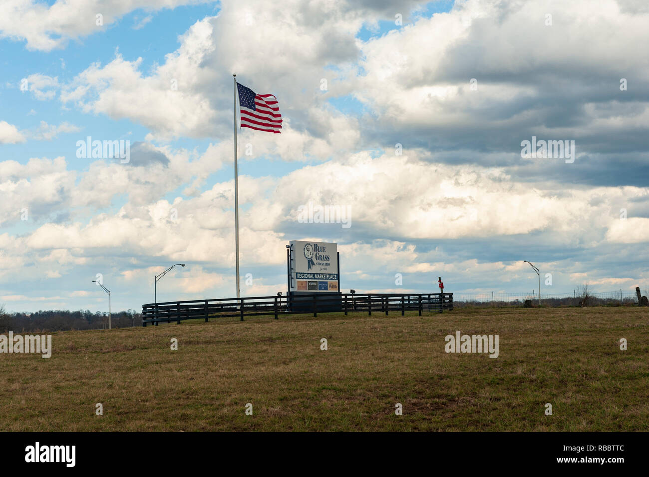 American Flag at the Bluegrass Stock Yards Sign Stock Photo - Alamy