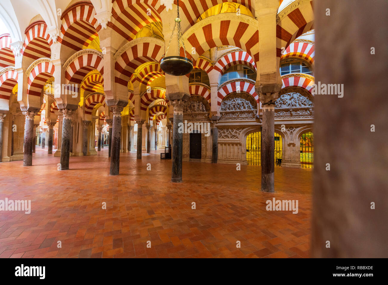 Decorated archways and columns in Moorish style, Mezquita-Catedral ...