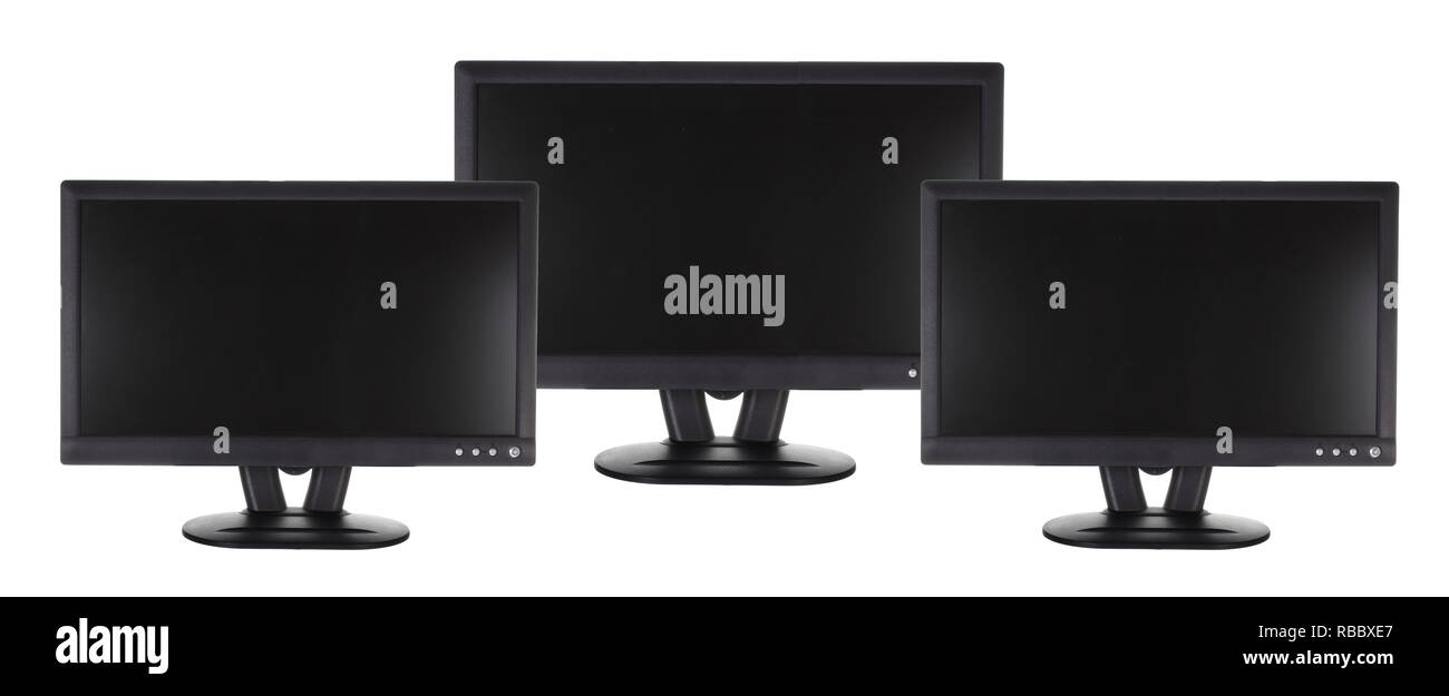 LCD Monitors on White Background Stock Photo - Alamy