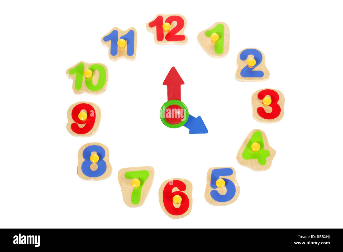 Toy Clock on White Background Stock Photo - Alamy