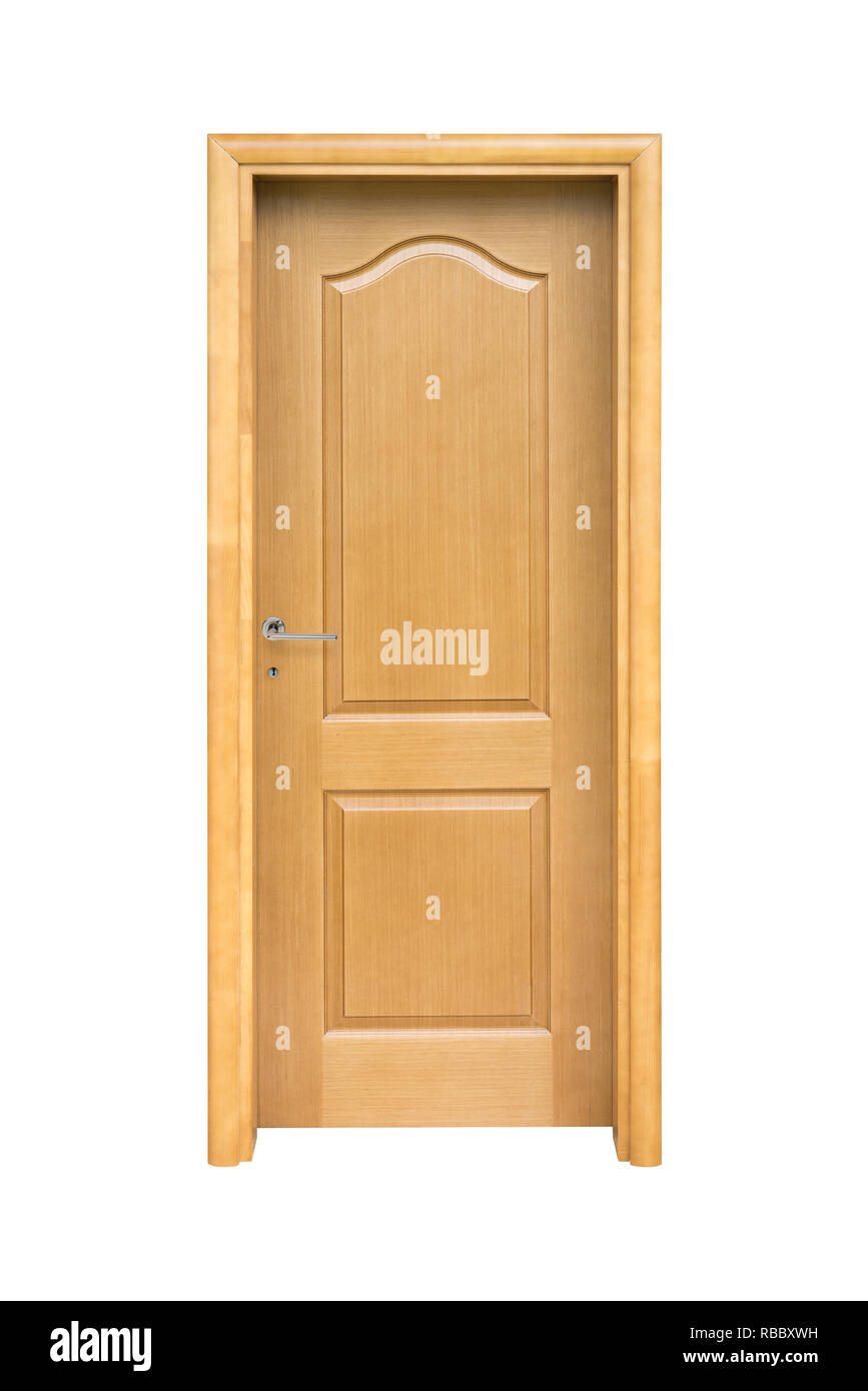 Simple wooden door isolated on white Stock Photo - Alamy