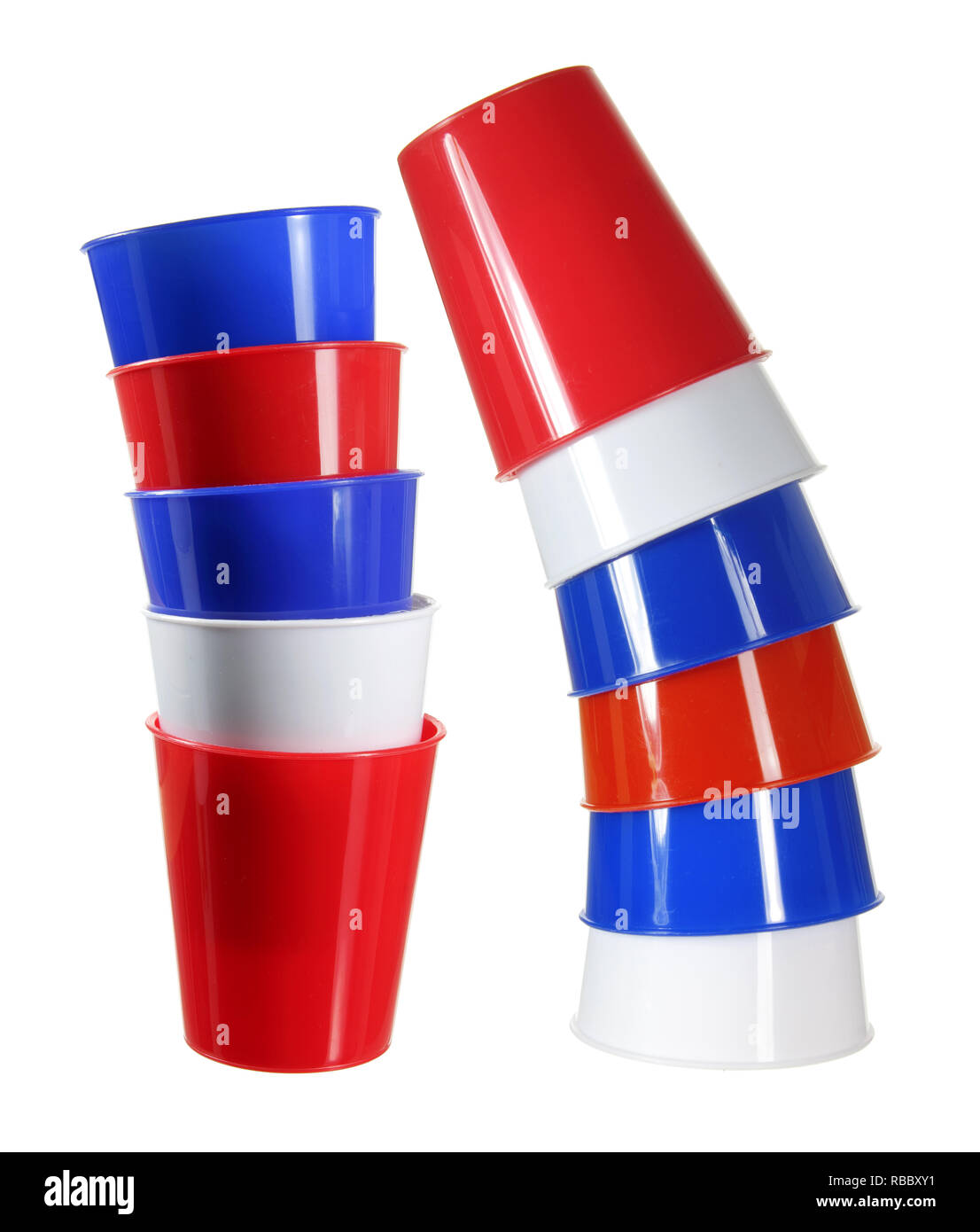 Plastic Cups on White Background Stock Photo - Alamy