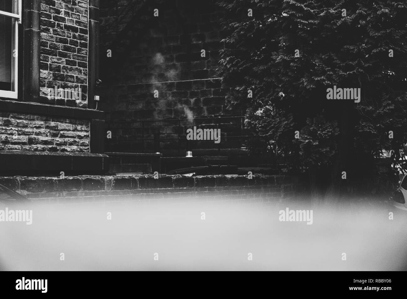 Back of shop with steam Stock Photo - Alamy