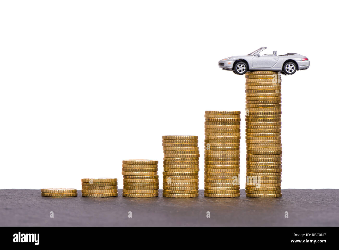 chart of Euro coins with car on top Stock Photo - Alamy