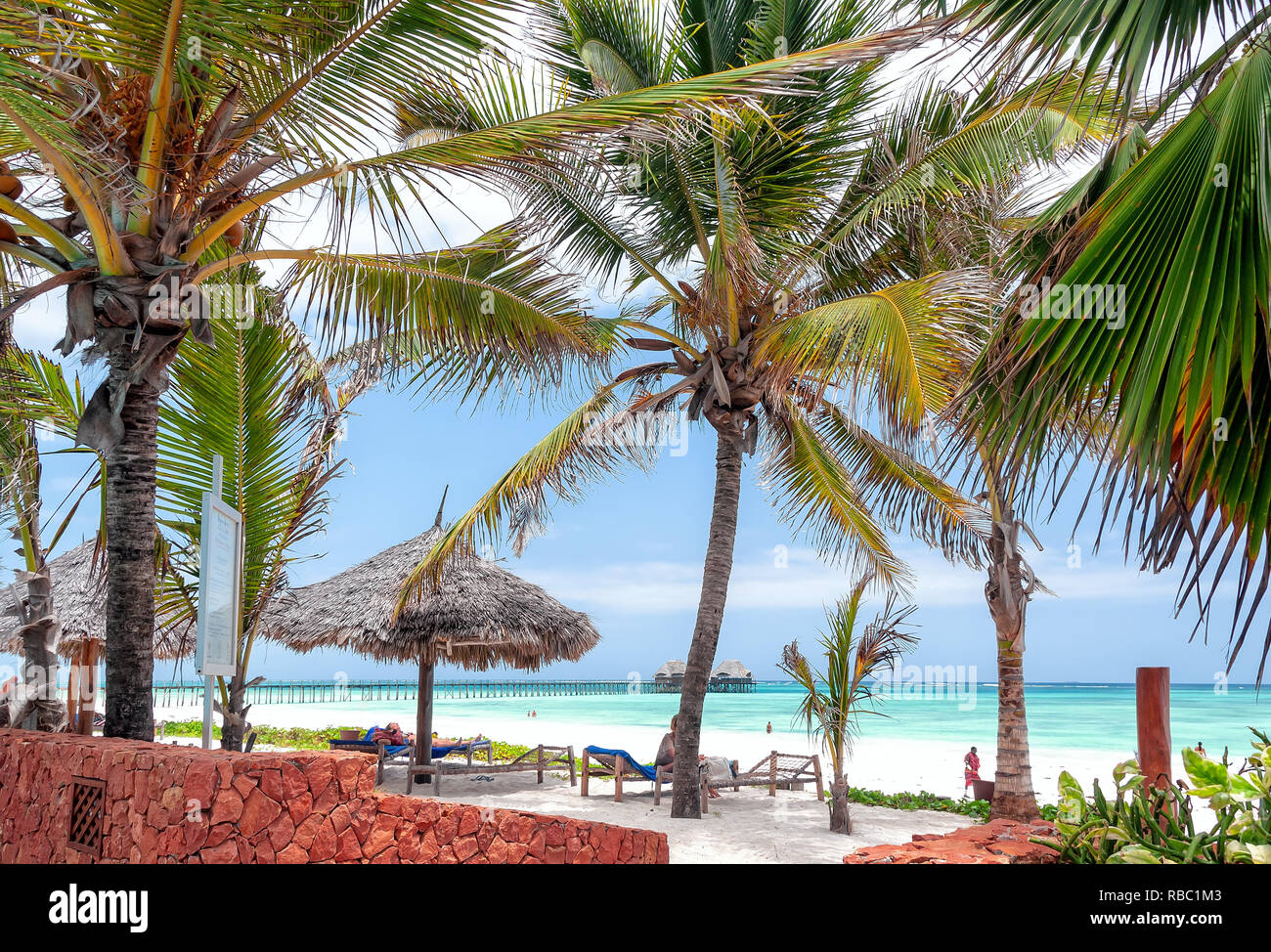 View of Zanzibar tropical beach and sea - Dongwe - Indian ocean ...