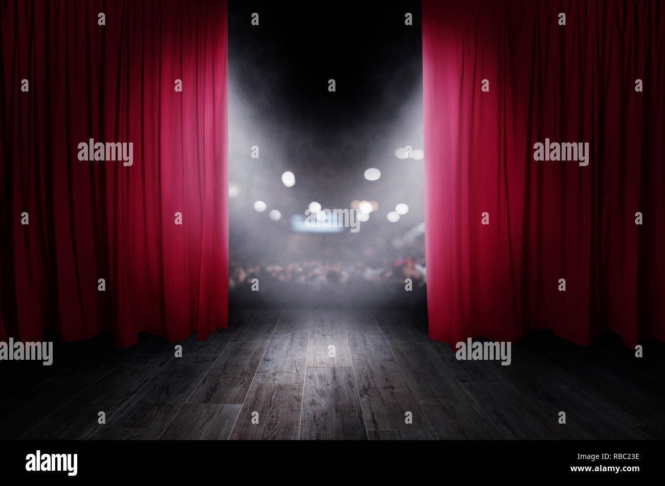 Red Stage Curtains Open