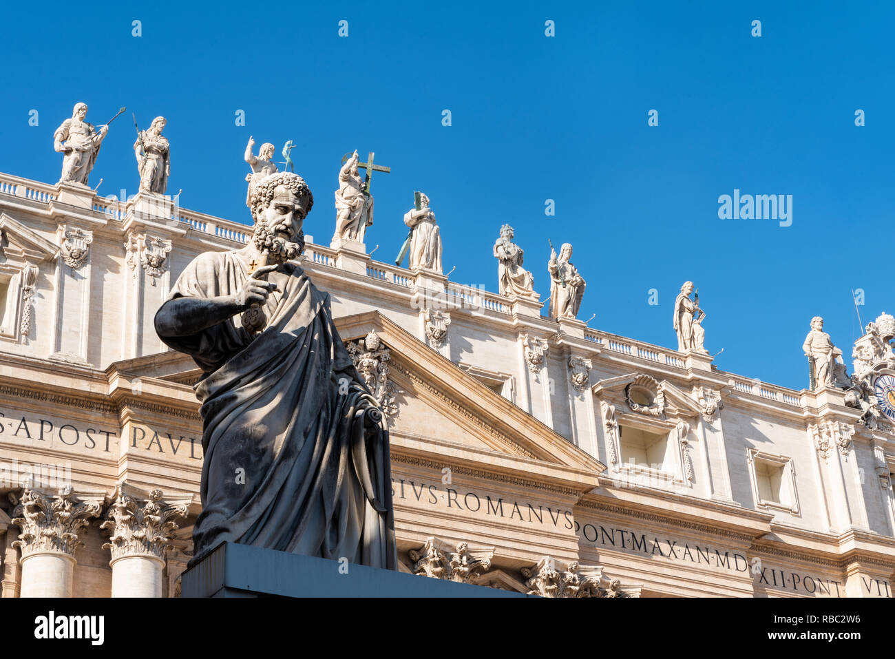 Statue of St. Peter in St. Peter's Square, Vatican City, Rome, Italy ...