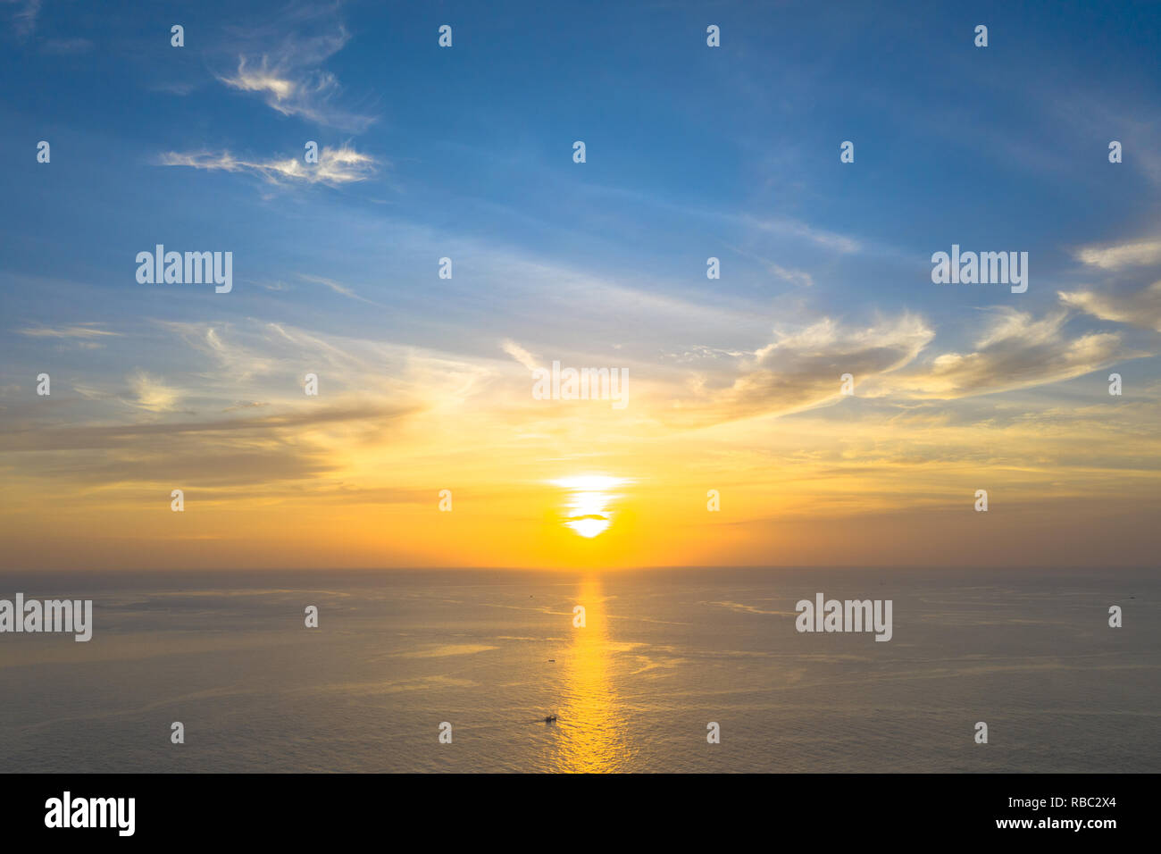 aerial photography sunset above the great lighthouse at Promthep cape ...