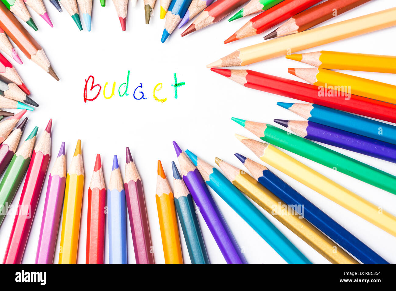 Budget drawing by colour pencils Stock Photo - Alamy