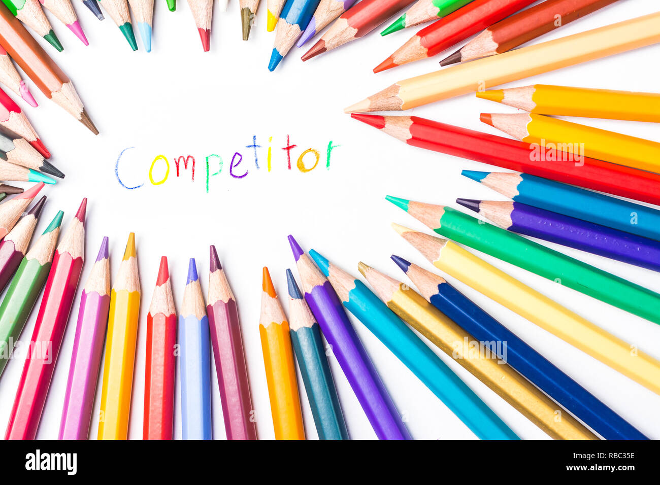 Competitor drawing by colour pencils Stock Photo - Alamy
