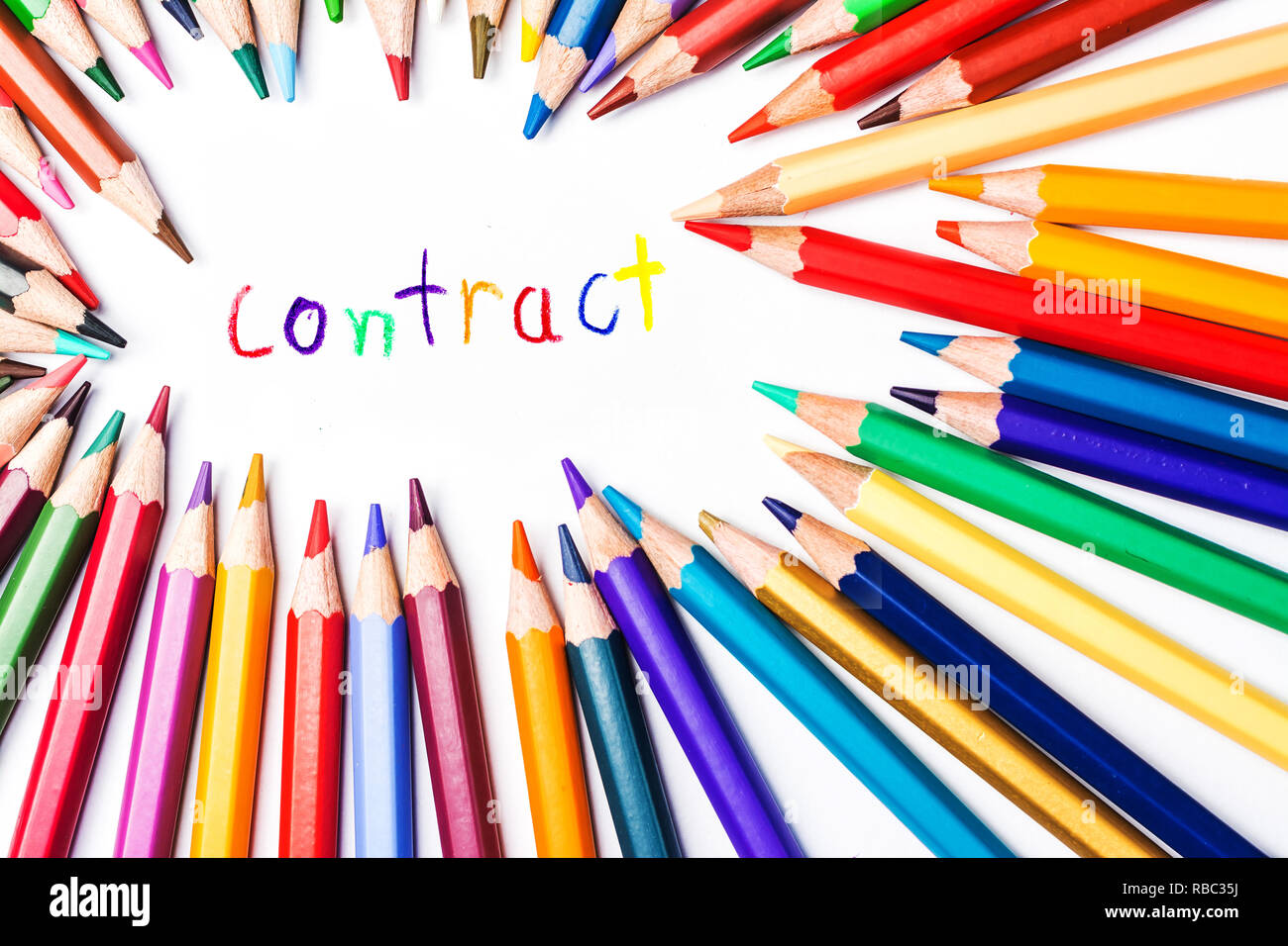 Contract drawing by colour pencils Stock Photo - Alamy