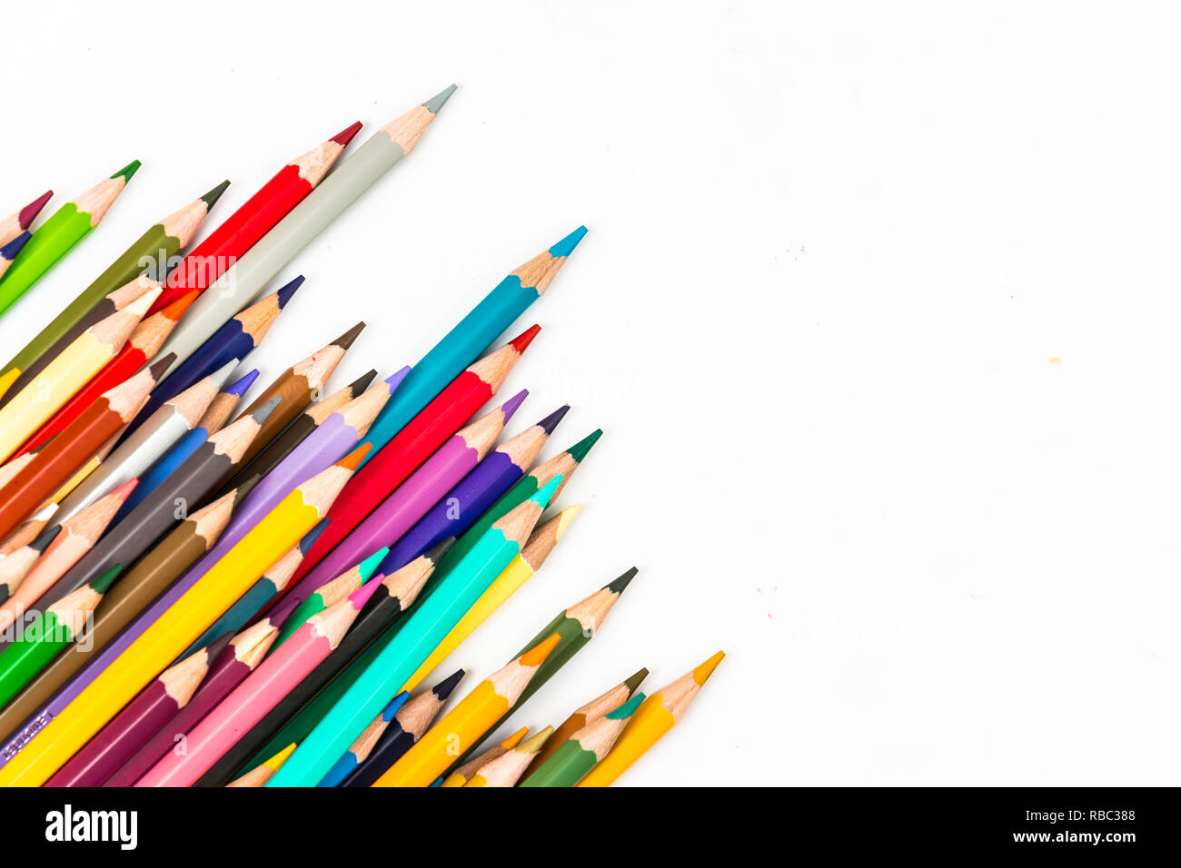 Color pencils on white background Stock Photo - Alamy