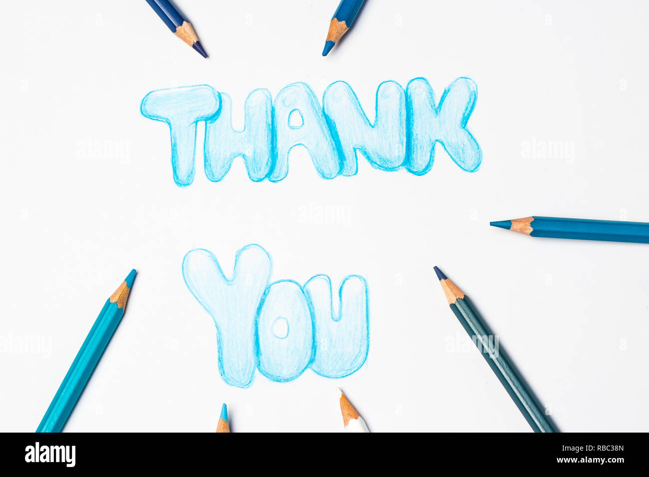 'Thank you ' drawing by colour pencils Stock Photo - Alamy