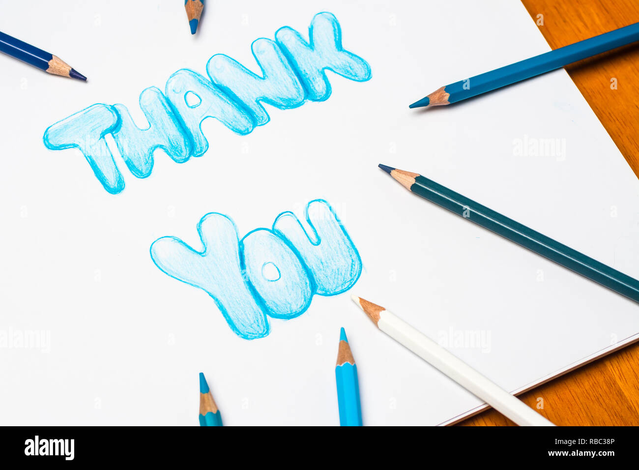 'Thank you ' drawing by colour pencils Stock Photo - Alamy