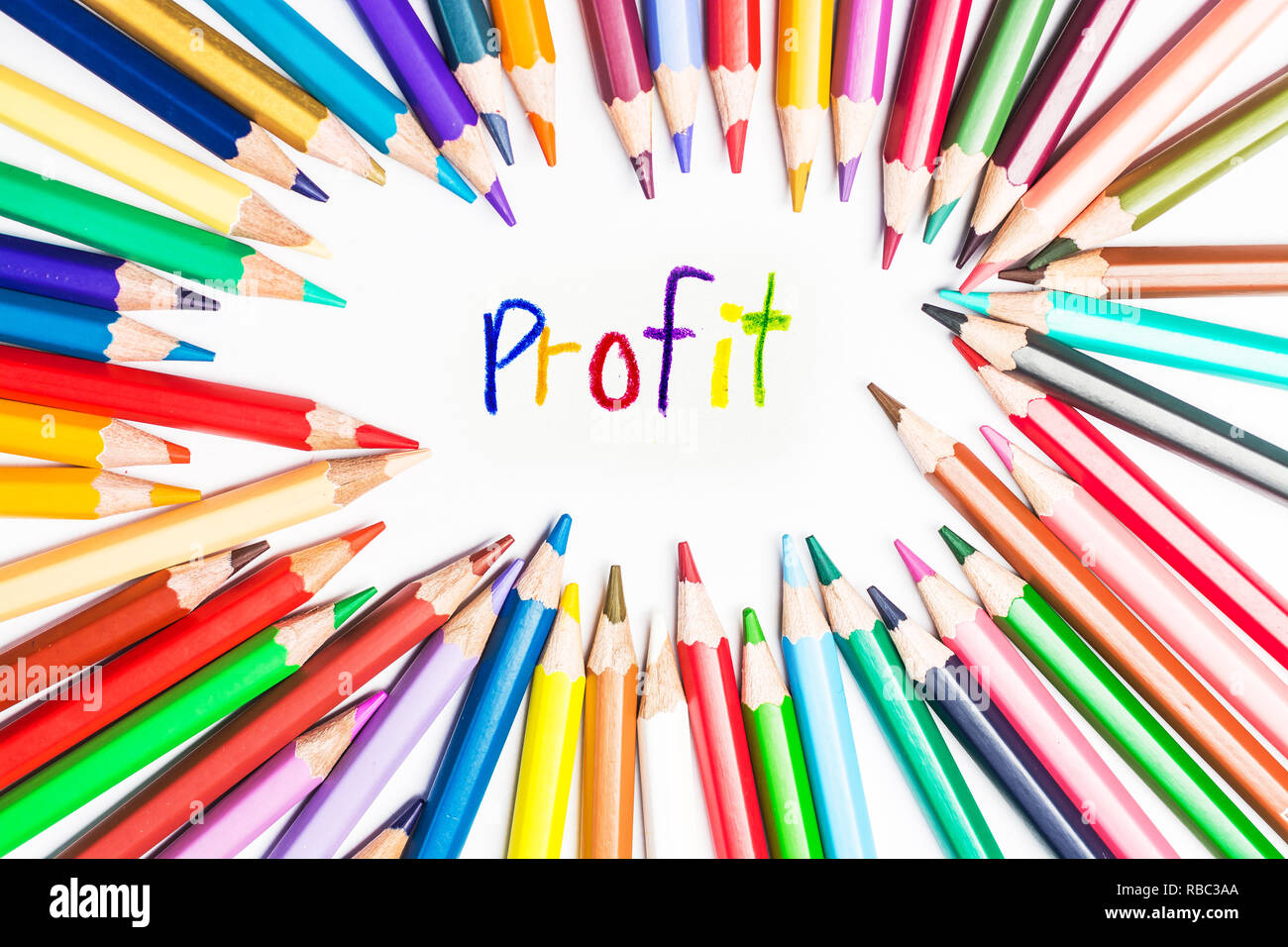 Profit drawing by colour pencils Stock Photo - Alamy