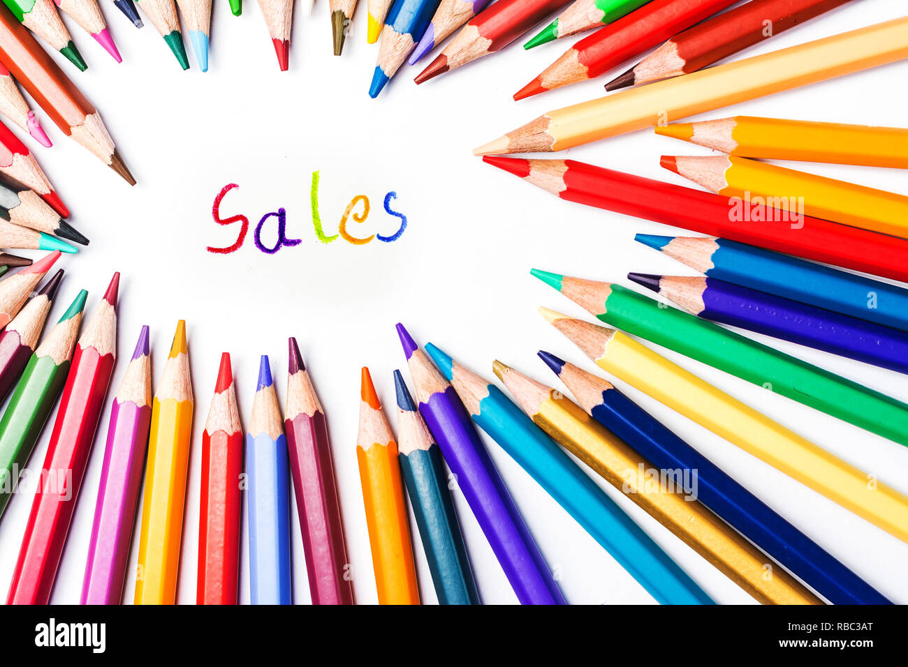 sales drawing by colour pencils Stock Photo - Alamy