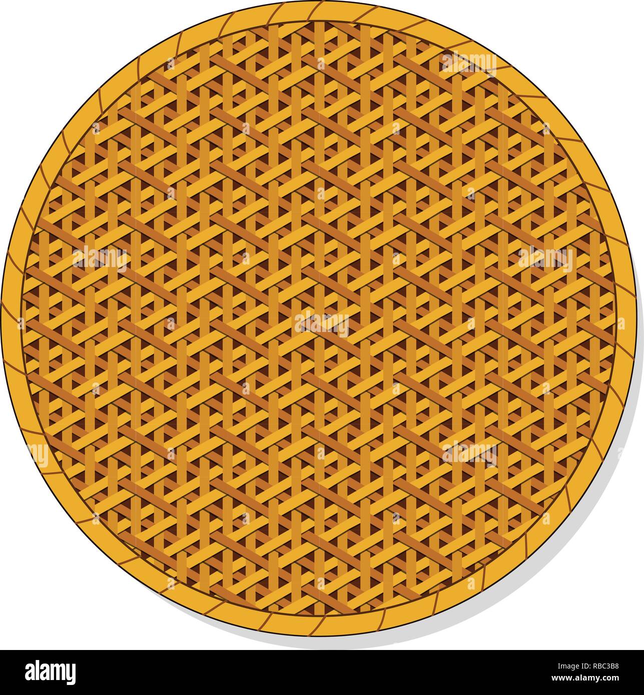 Top view, Isolated Circle rattan tray, vector art Stock Vector Image ...