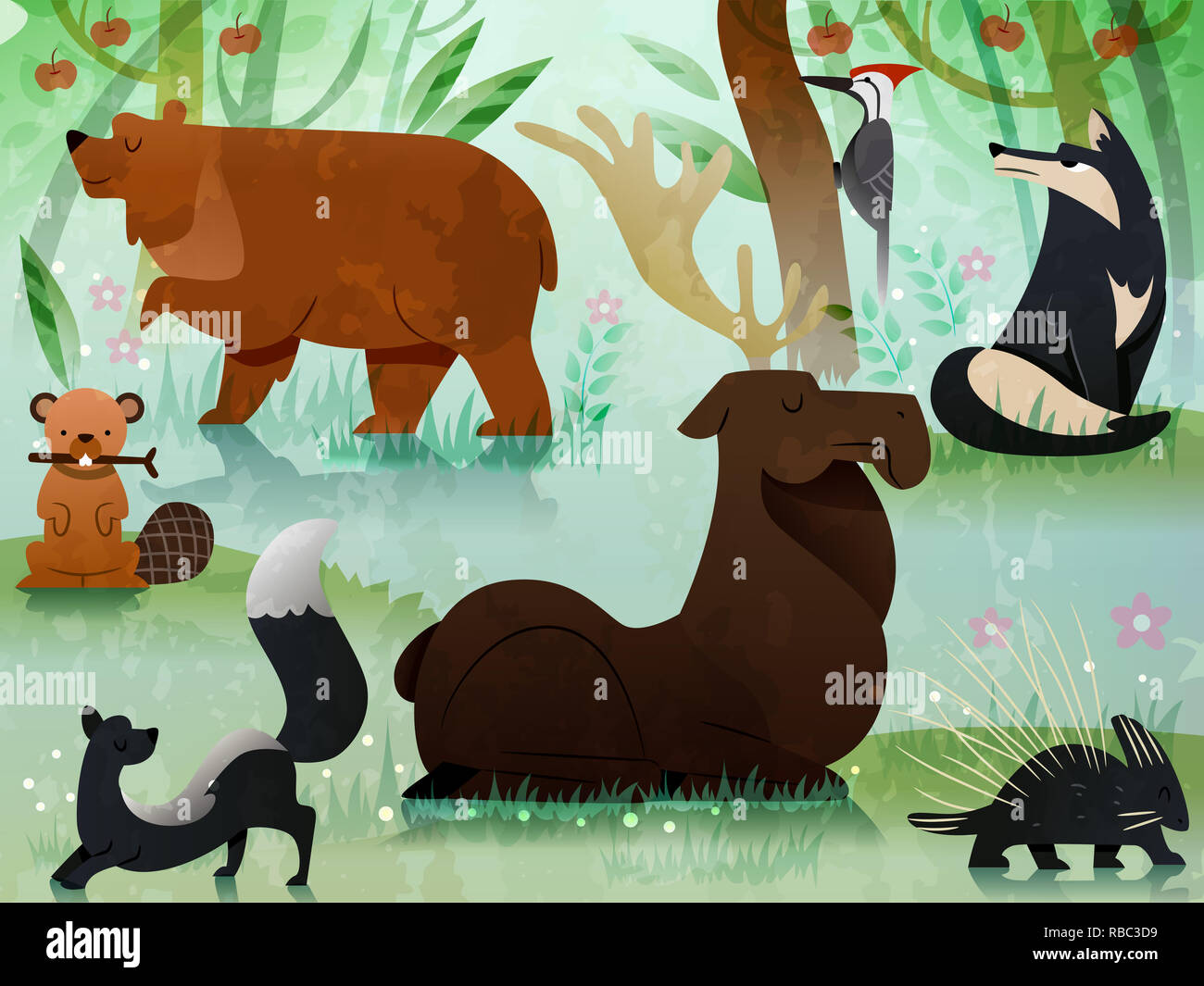 Illustration of Different Forest Animals from Brown Bear, Moose ...