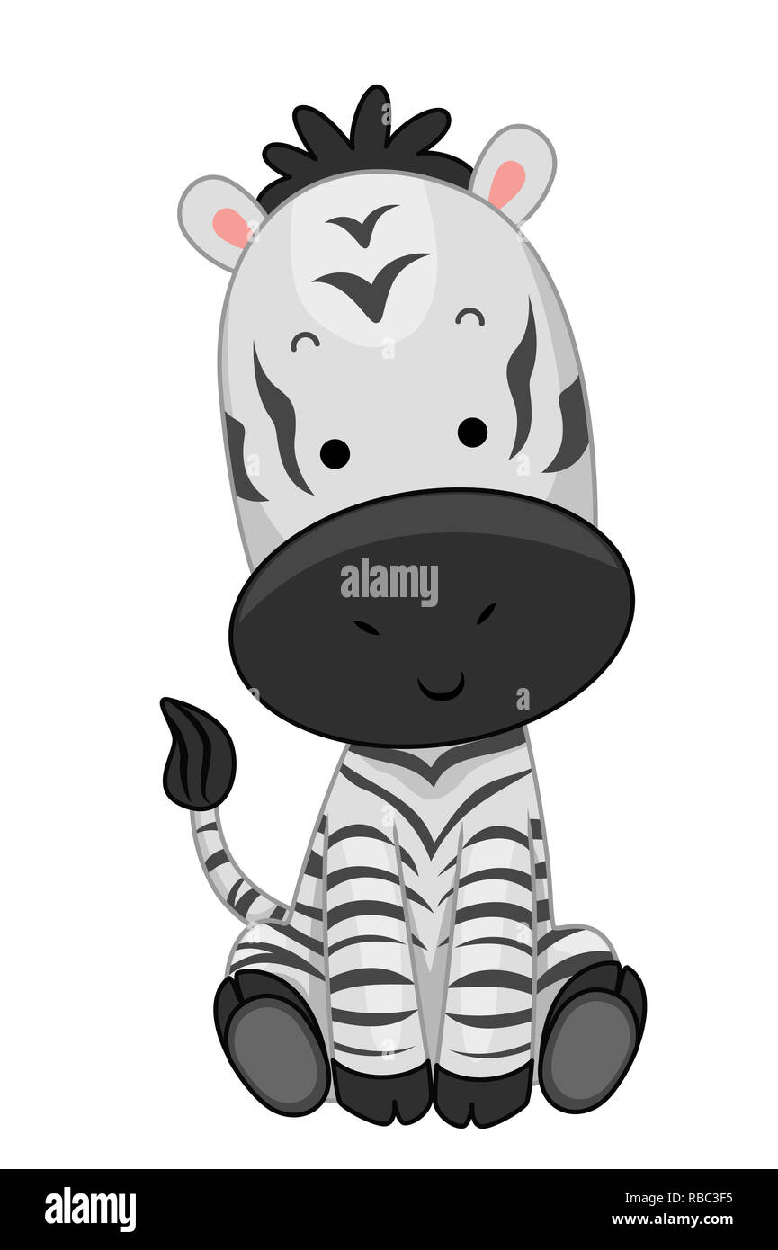 Cartoon Illustration Zebra Sitting High Resolution Stock Photography ...