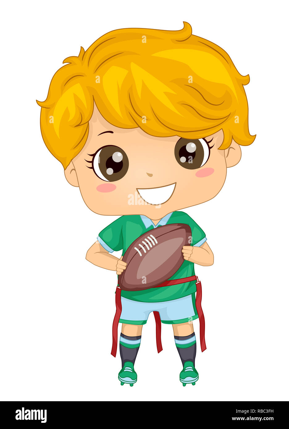 Illustration of a Kid Boy Playing Flag Foot Ball Stock Photo - Alamy