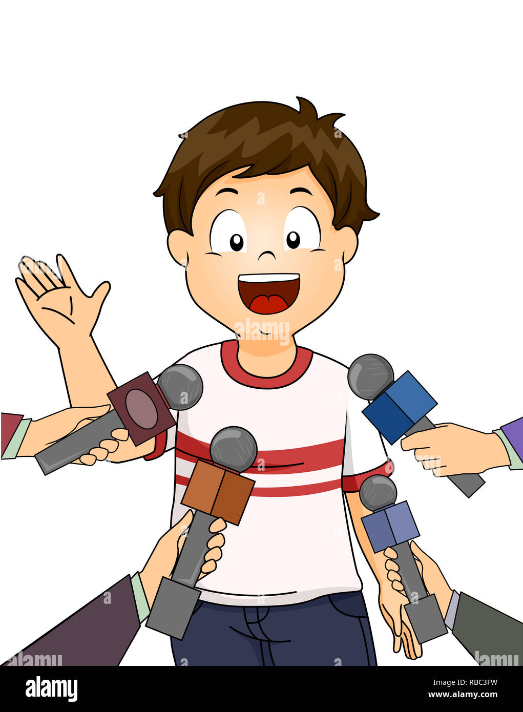 Illustration of a Kid Boy Talking and Being Interviewed by Several ...