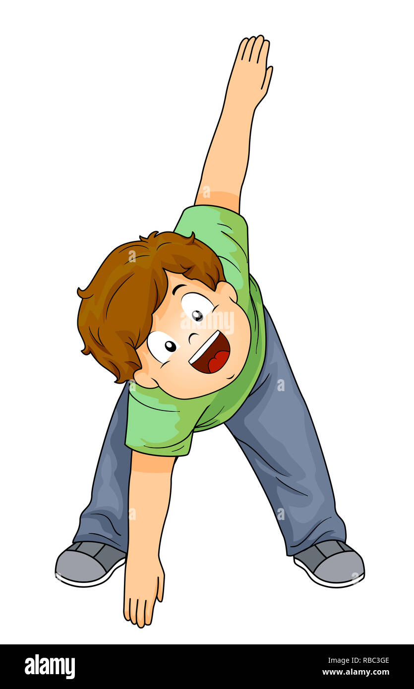 Illustration of a Kid Boy Reaching the Floor and Stretching His Body ...
