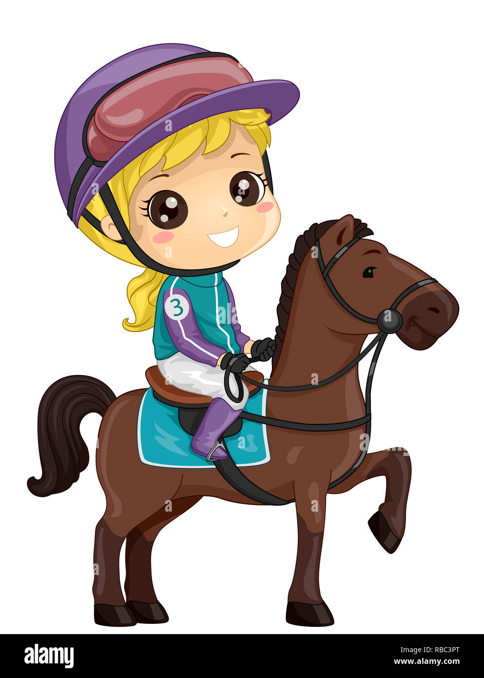 Girl Horse Riding Cartoon