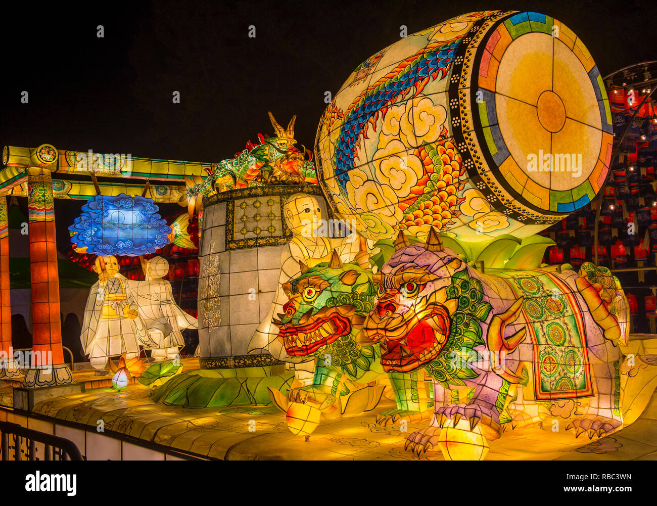 Colorful lantern decoration during the Jinju Lantern Festival in Jinju ...