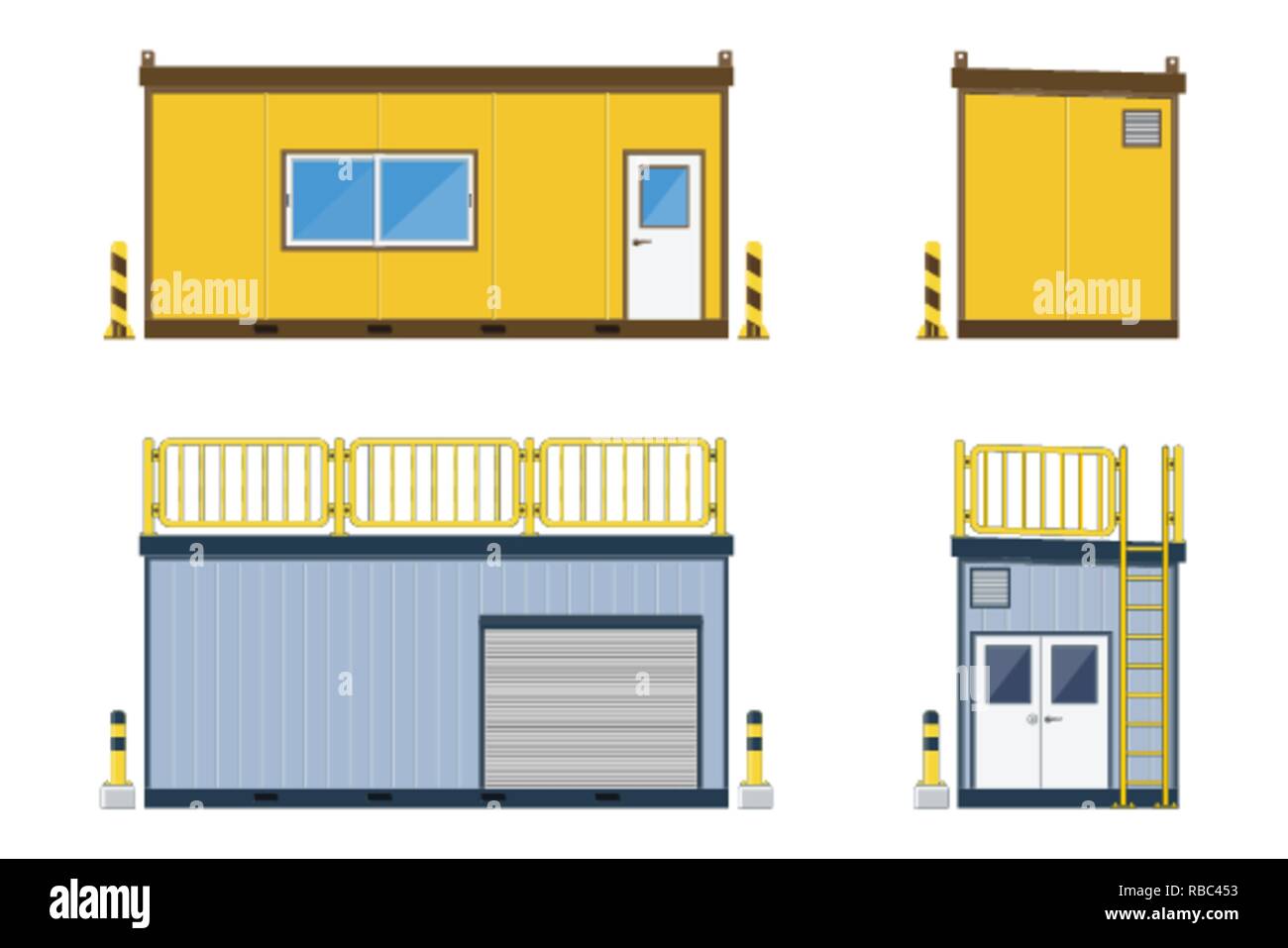 Container office construction site with container storage isolated on ...