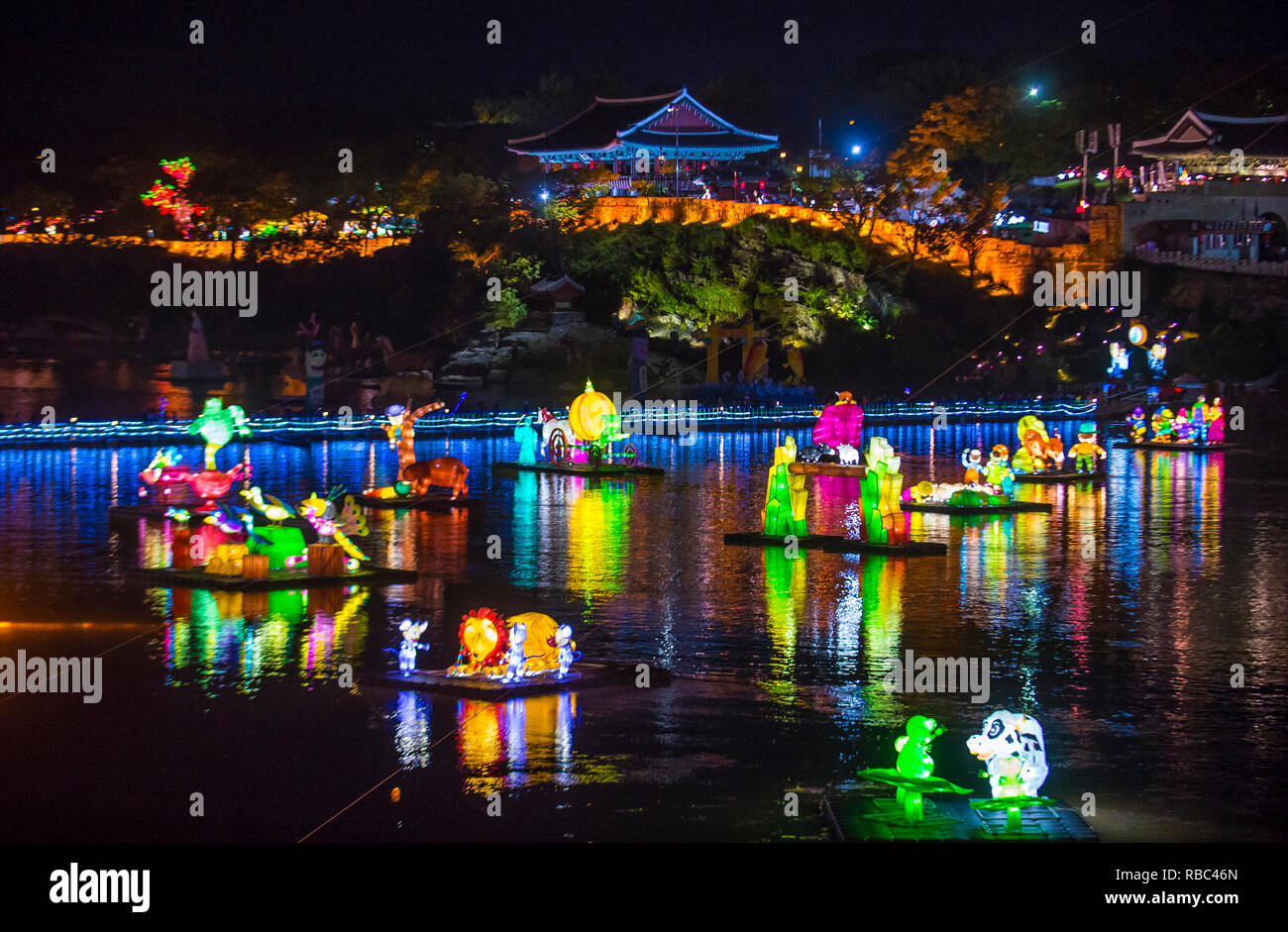 Colorful lantern decoration during the Jinju Lantern Festival in Jinju ...
